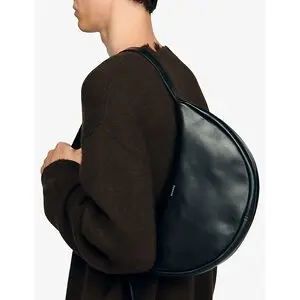 Sandro Logo-embossed Leather Hobo Bag - Black