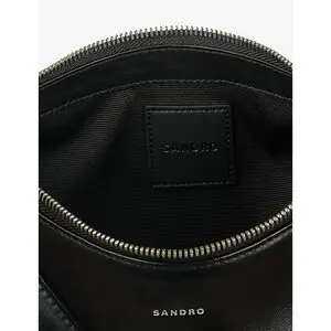 Sandro Logo-embossed Leather Hobo Bag - Black