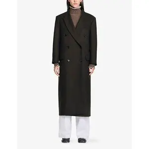 Sandro Straight Double-breasted Wool-blend Coat - Brown