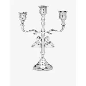 ANNA + NINA Argent Swans Brass Candle Holder - Silver