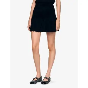 Sandro High-rise Ruffled Mini Skirt - Black