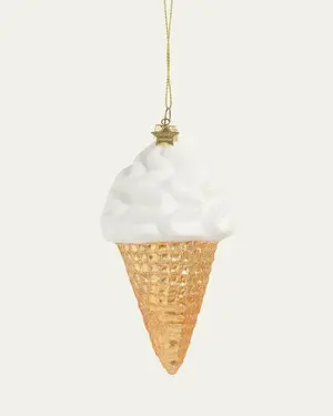 VONDELS Soft Ice Cream Cone Christmas Ornament - Gold