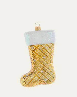Bergdorf Goodman Golden Stocking Christmas Ornament - Gold Muti