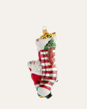 Bergdorf Goodman Santa On Stocking Christmas Ornament - Multi