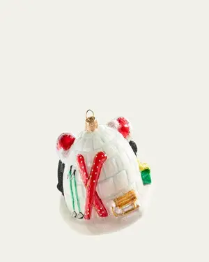 Bergdorf Goodman Igloo With Penguins Christmas Ornament