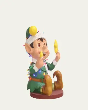 UNIVERSAL STATUES Santa Elf Playing With Lights Figurine