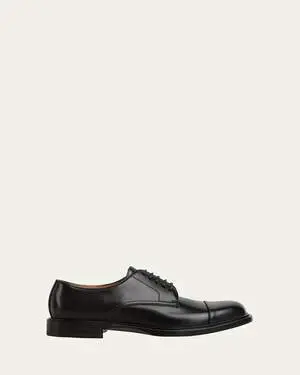 Gucci William Leather Cap-Toe Derby Shoes - Black