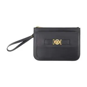 Versace Small Medusa Biggie Leather Clutch - Black
