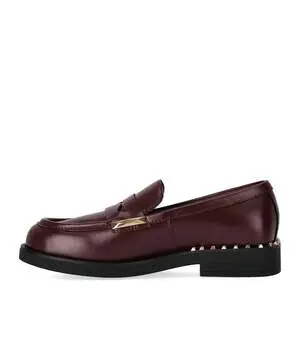 Ash Leather Loafer With Studs - Red