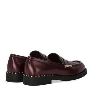 Ash Leather Loafer With Studs - Red