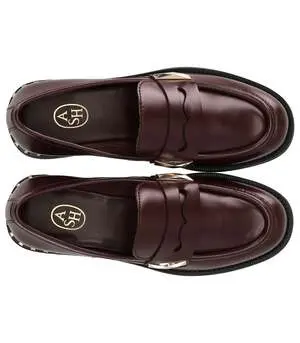 Ash Leather Loafer With Studs - Red