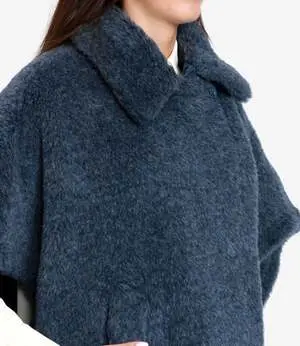 Max Mara Teddy Fabric Cape - Blue
