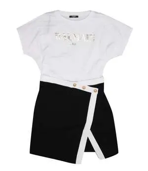 Balmain Logo T-shirt And Wrap Skirt Set