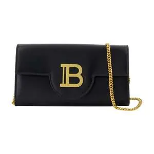 Balmain B Buzz Wallet On Chain Leather - Black