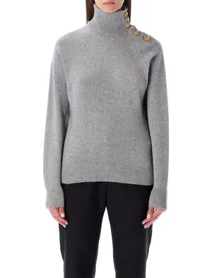 Balmain Wool Sweater With Gold Embossed Buttons