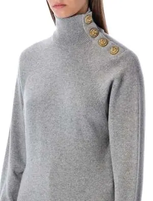 Balmain Wool Sweater With Gold Embossed Buttons