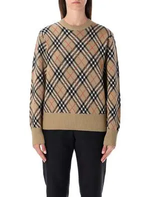 Burberry Check Wool-blend Sweater - Sand Ip Check