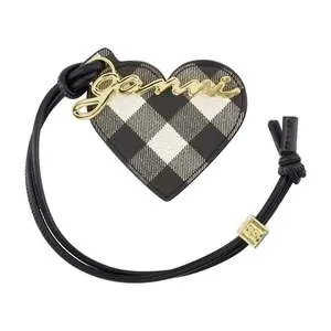 GANNI Bou Heart Keyring Leather - Black