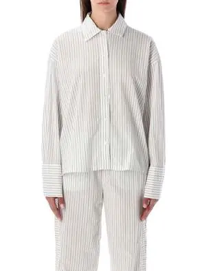 Calvin Klein Button-down Pajama Shirt - White Black Stripe