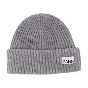 GANNI Structured Rib Beanie - Grey