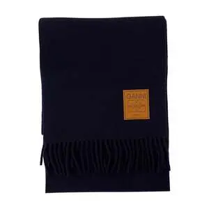 GANNI Double Face Solid Scarf Wool - Black
