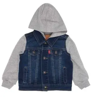 LEVI'S Denim Jacket With Plush Sleeves And Hood
