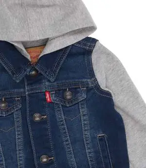 LEVI'S Denim Jacket With Plush Sleeves And Hood
