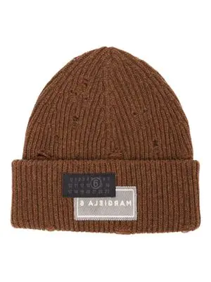 MAISON MARGIELA Ribbed Beanie - Brown
