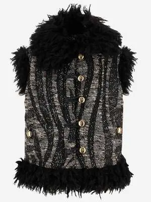 Emilio Pucci Wool-blend Vest With Abstract Print And Fur Trim