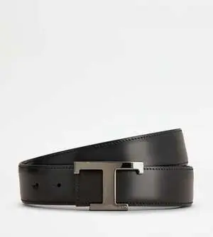 TOD'S T Timeless Reversible Leather Belt - Nero/bordeaux