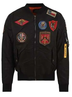 TOP GUN Ma-1 Nylon Bomber Jacket With Patches