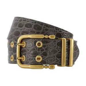 By Far Duo Croc-effect Leather Belt - Grey