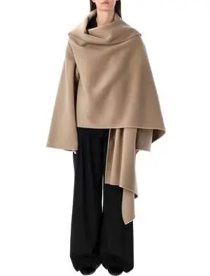Alberta Ferretti Merino Wool And Cashmere Blend Cape - Beige