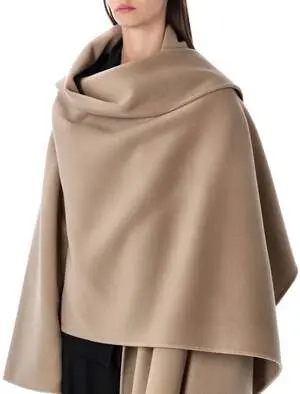Alberta Ferretti Merino Wool And Cashmere Blend Cape - Beige