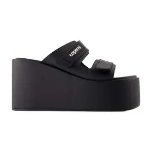 Coperni Patch Wedge Sandals - Black