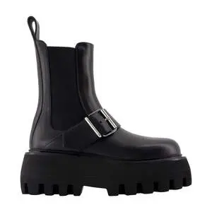 Alexander McQueen Leather High Ankle Boots - Black