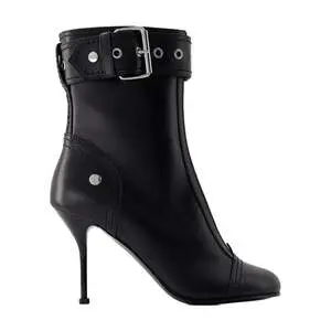 Alexander McQueen High-heeled Leather Ankle Boots