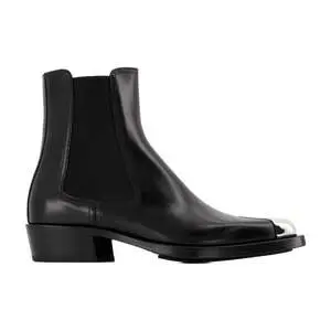 Alexander McQueen Boxcar Leather Boots - Black