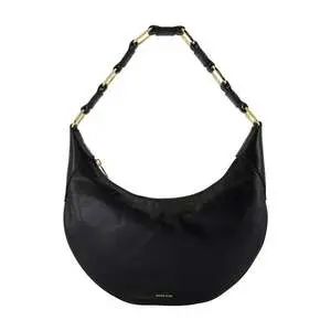 ANINE BING Leather Hobo Bag With Chain Strap - Black