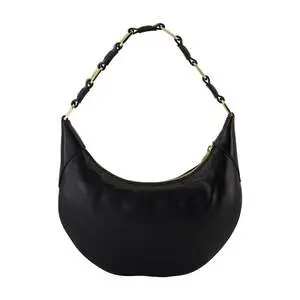 ANINE BING Leather Hobo Bag With Chain Strap - Black
