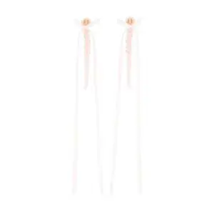 Simone Rocha Slim Bow Ribbon Drip Crystal Earrings - Pink