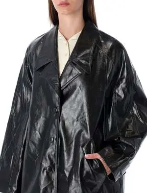 LOW CLASSIC Faux Leather Single-breasted Coat