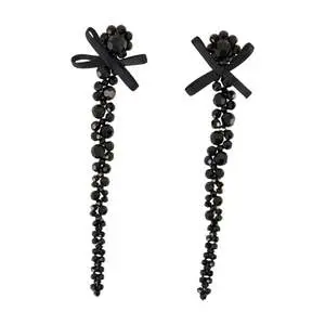 Simone Rocha Petite Bow Drip Crystal Earrings - Black