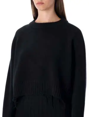 LOW CLASSIC Damaged Cropped Pullover - Black