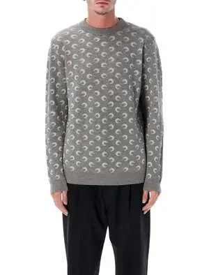 MARINE SERRE Crewneck Sweater - Misty Grey