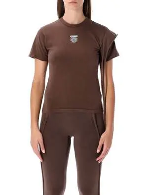 Ottolinger Fitted T-shirt With Asymmetric Shoulder Detail - Dark Brown