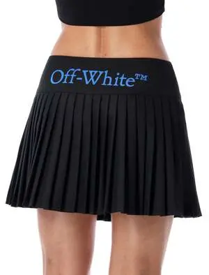 Off-White Pleated Mini Skirt With Logo