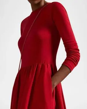 Polo Ralph Lauren Cotton Long-sleeve Midi Dress - Red