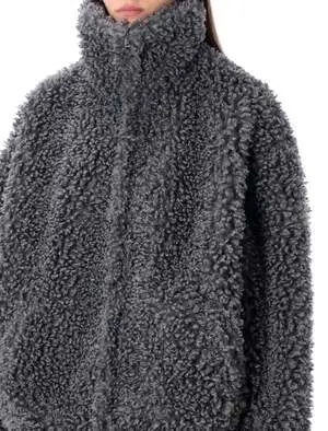 Acne Studios Curly Faux Fur Bomber Jacket - Carbon Grey