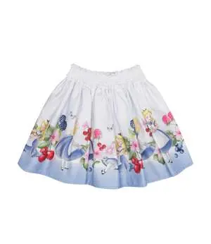 Monnalisa Alice In Wonderland Print Flared Skirt